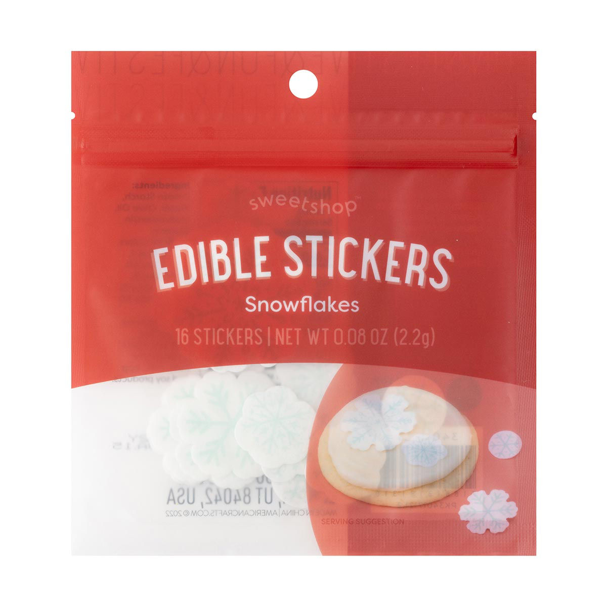 Sweetshop Edible Stickers Snowflakes 16 Pieces