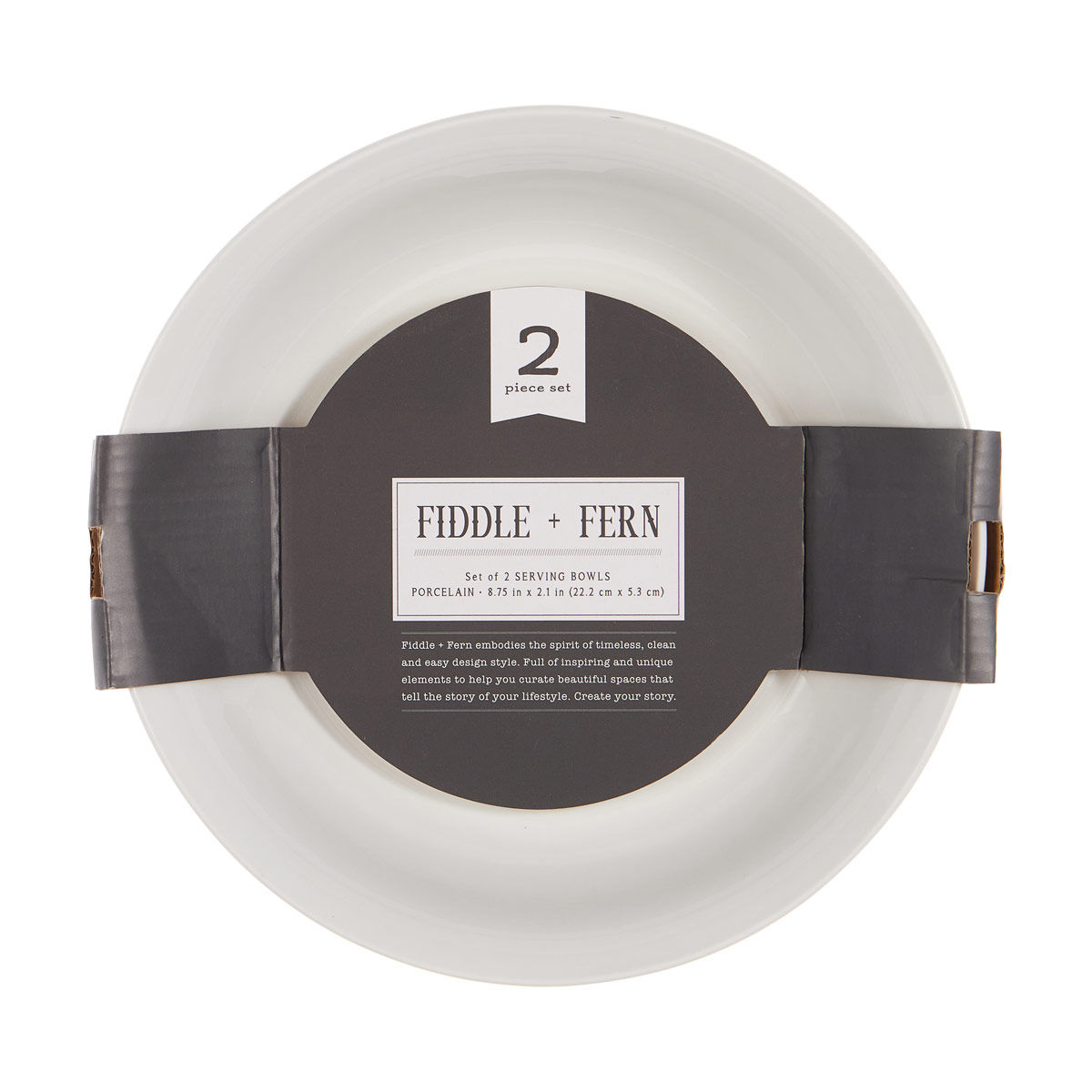 Fiddle & Fern Porcelain Serving Bowls, 2 pack