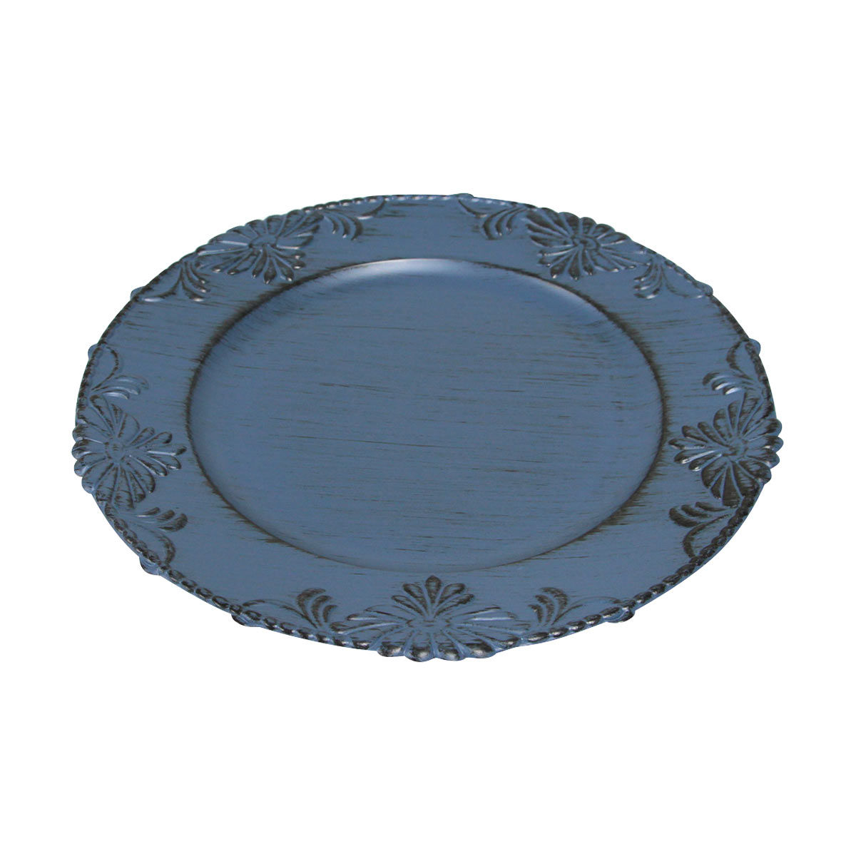 Embossed Charger Plate, Blue Filigree