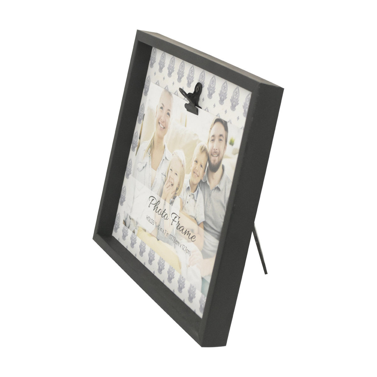 Photo Frame with Clip, Black, 5 in x 7 in