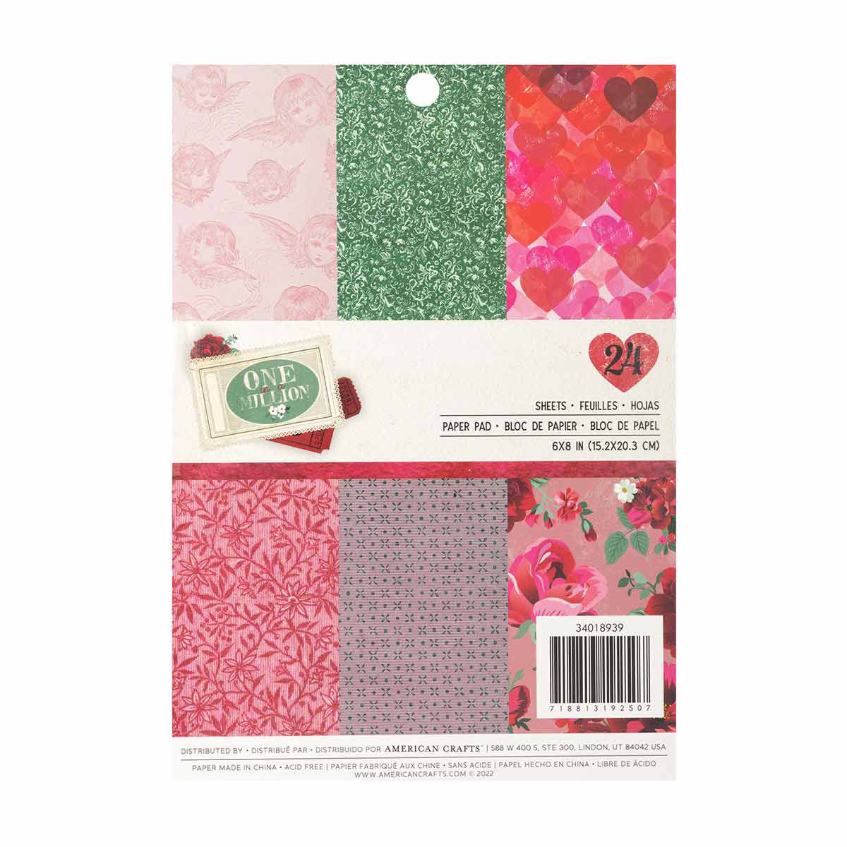 American Crafts Valentine's Paper Pads, 24 pc