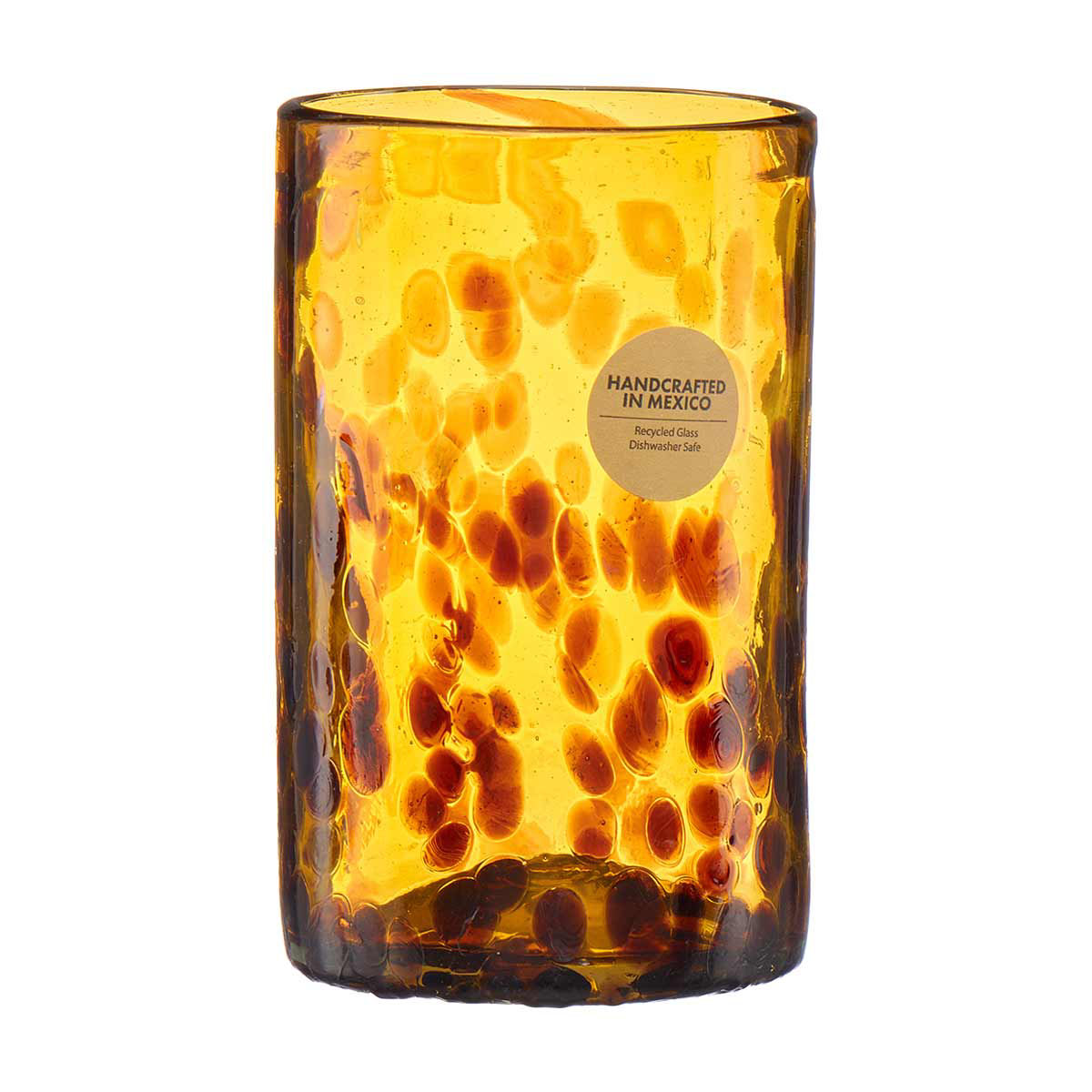Hand Blown Tortoise Shell Mexican Highball Glass, 15 oz
