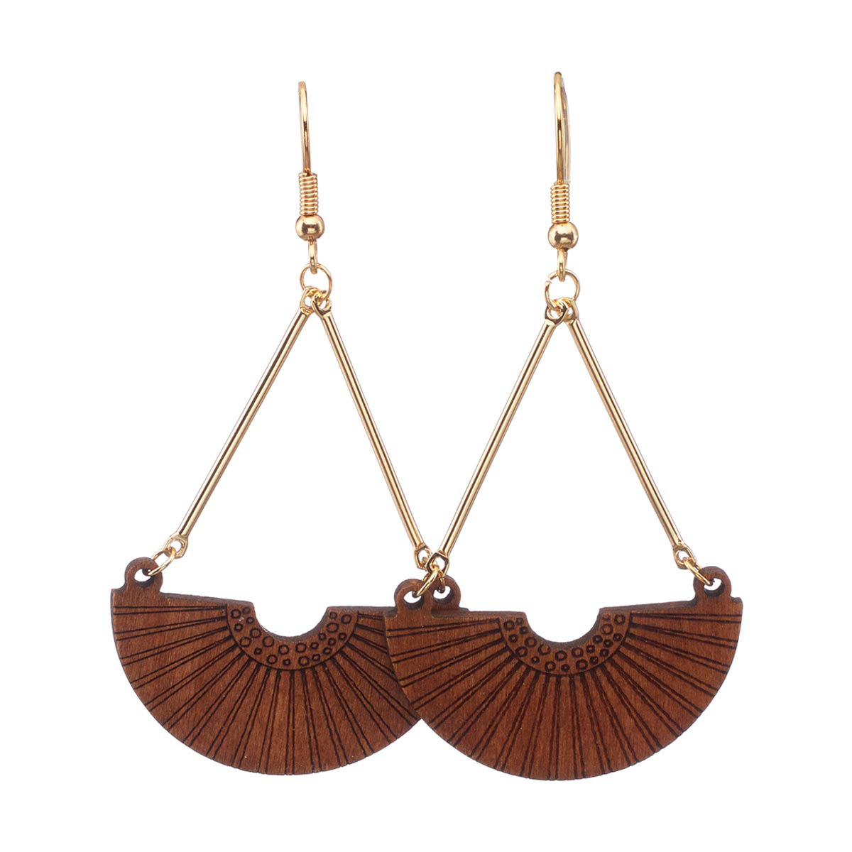 Wooden Half-Circle Earrings