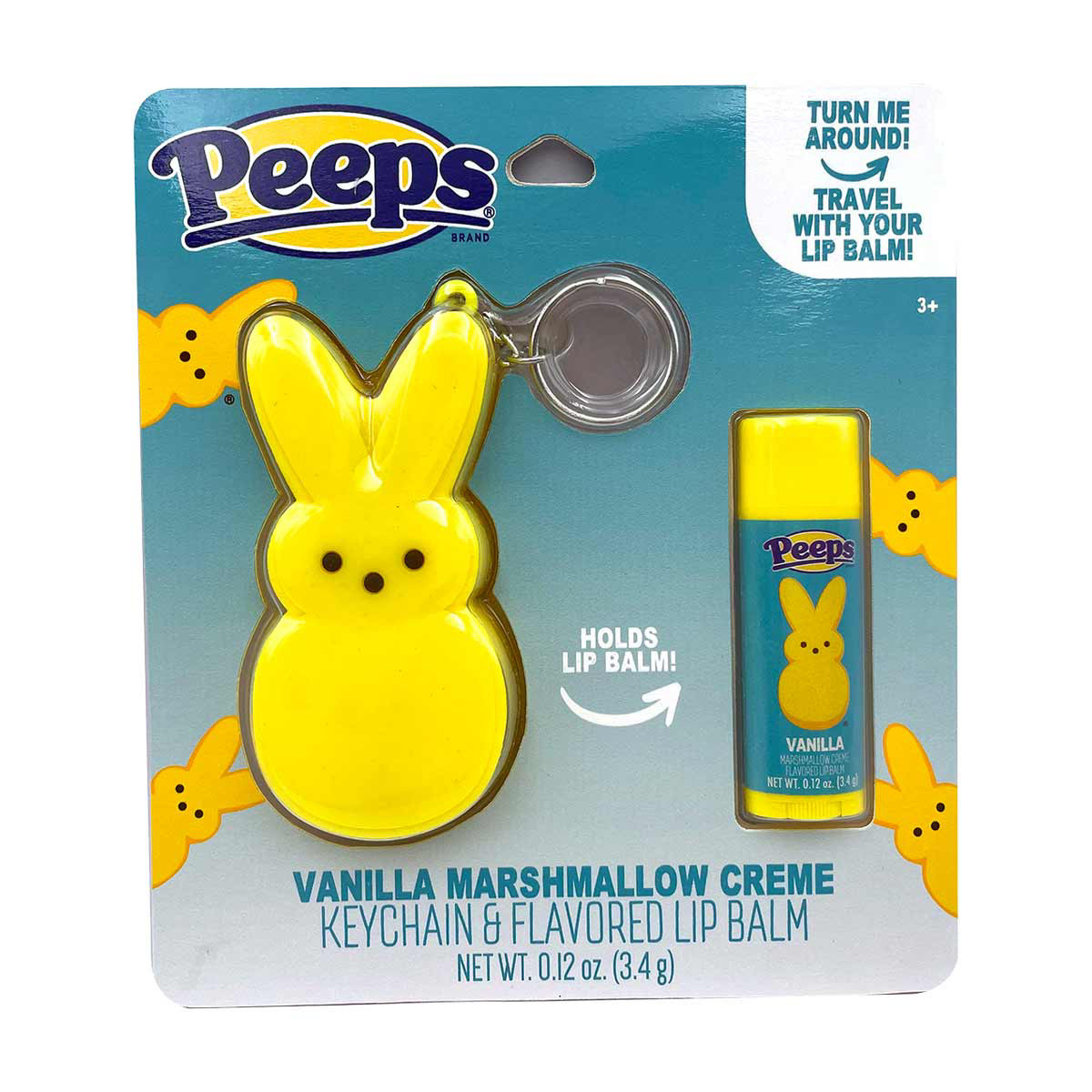 PEEPS Vanilla Marshmallow Crème Keychain & Flavored Lip Balm, 0.12 oz