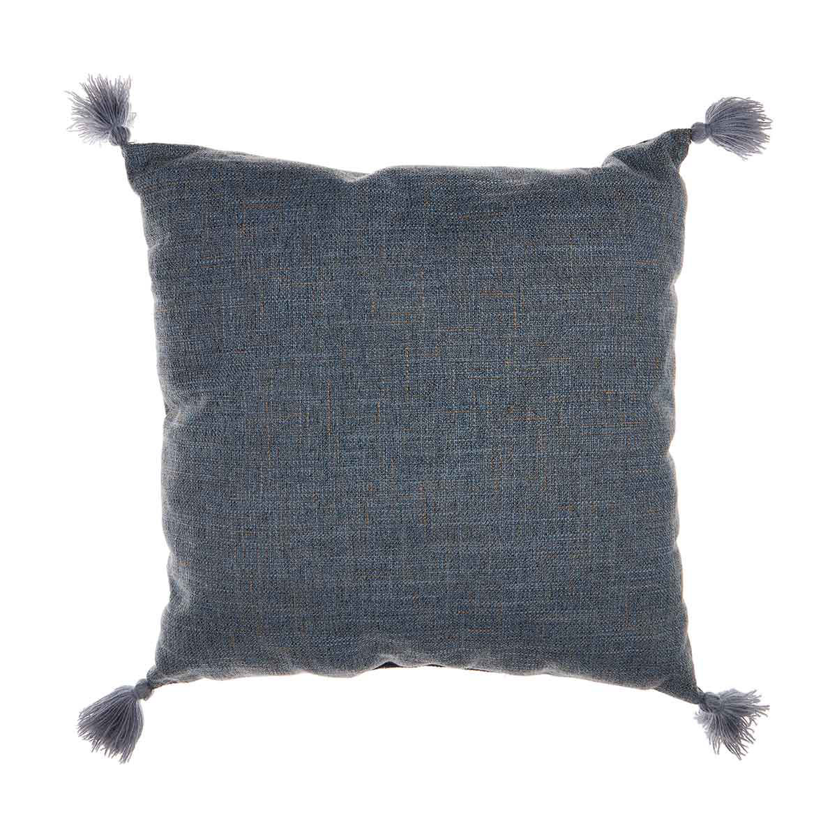 Decorative Square Tassel Pillow, Blue