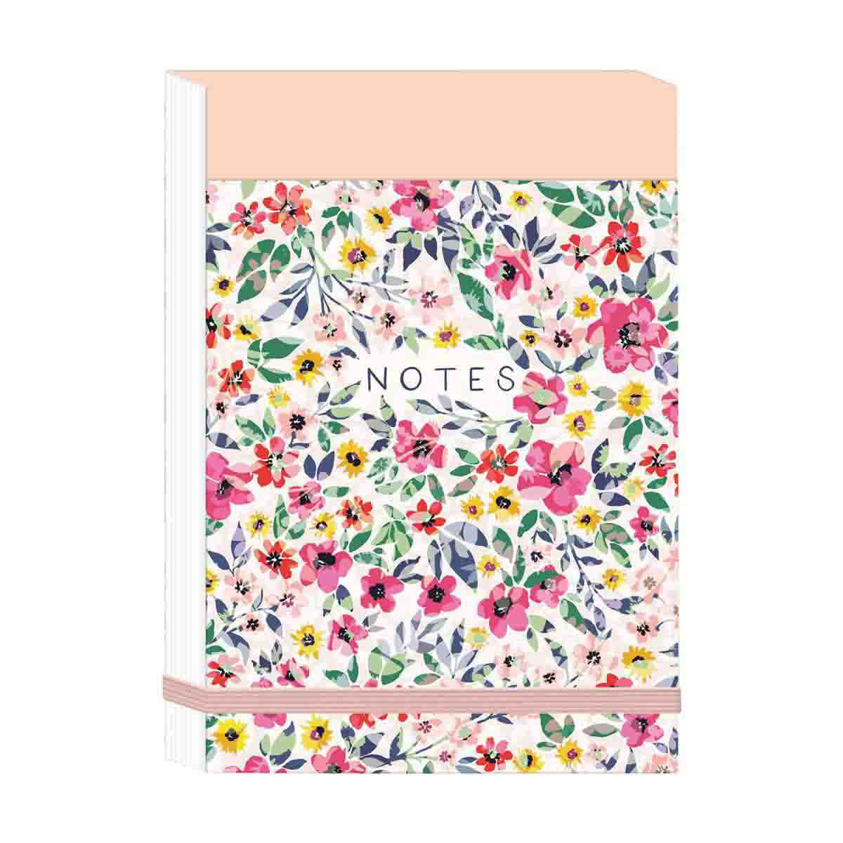 Floral Printed Notepad with Elastic Closure, 80 Sheets