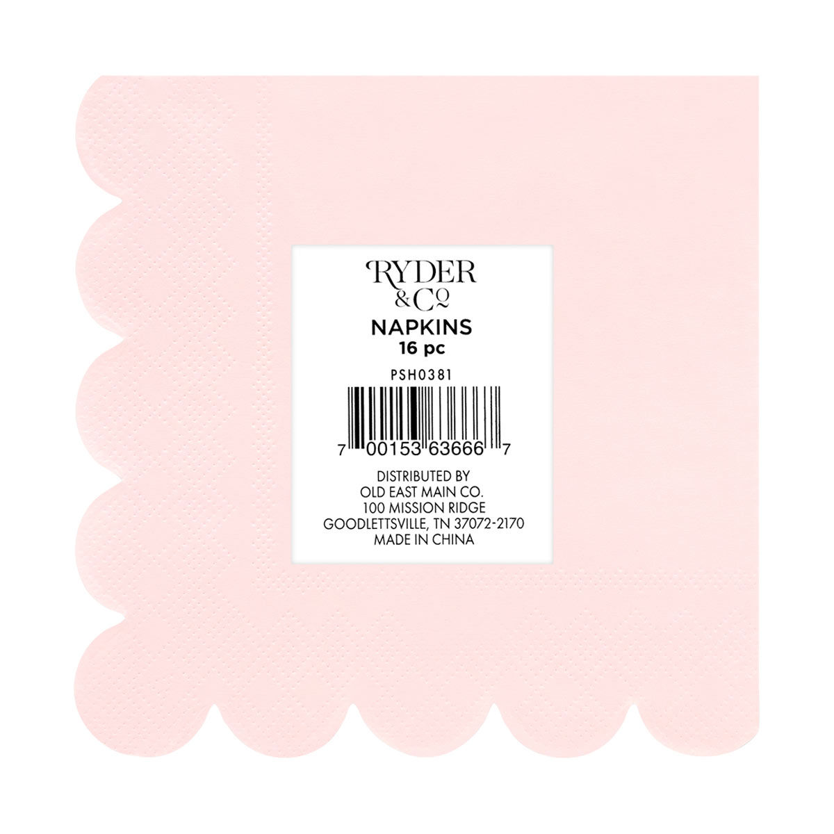Ryder & Co Beverage Napkin, 16 ct, Pink