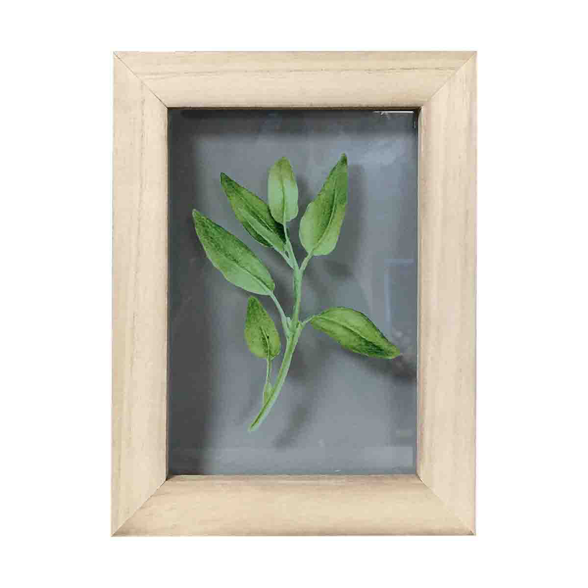 Greenery Leaf Printed Glass Frame Art, 6.25 in x 8.25 in