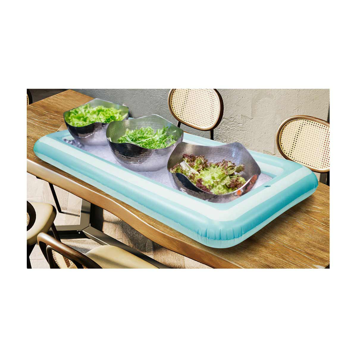 Westville Cabana Inflatable Buffet Bar, Striped Eggshell