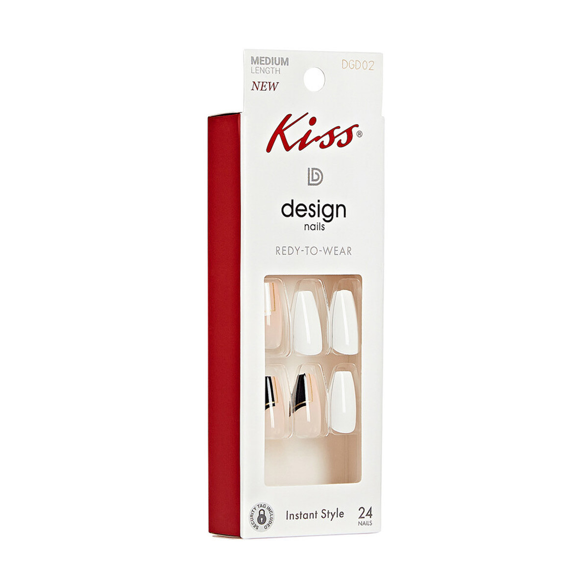 KISS Ready-To-Wear Instant Style Design Nails - Medium Length, 24 ct
