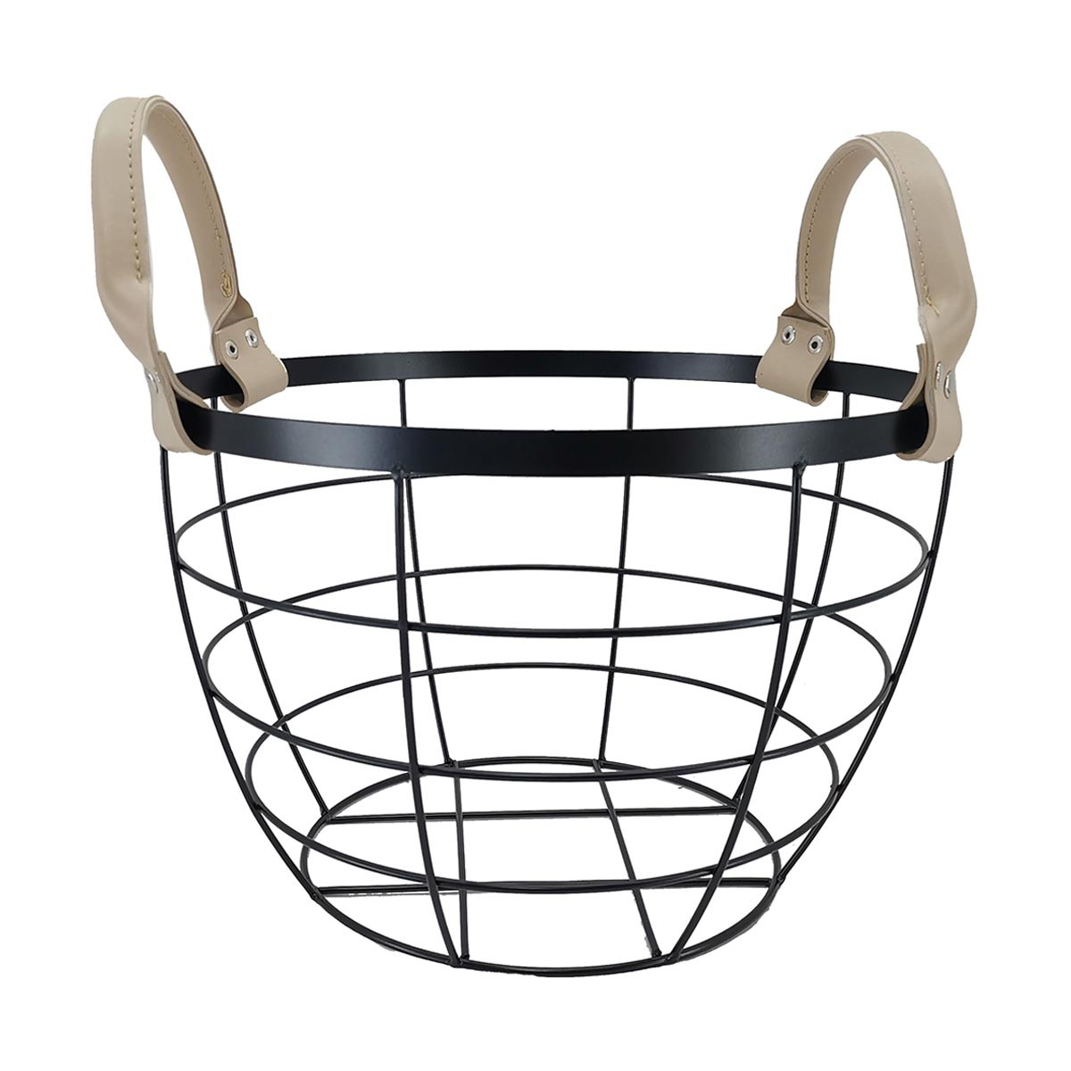 Metal Basket, Black, Round, Small