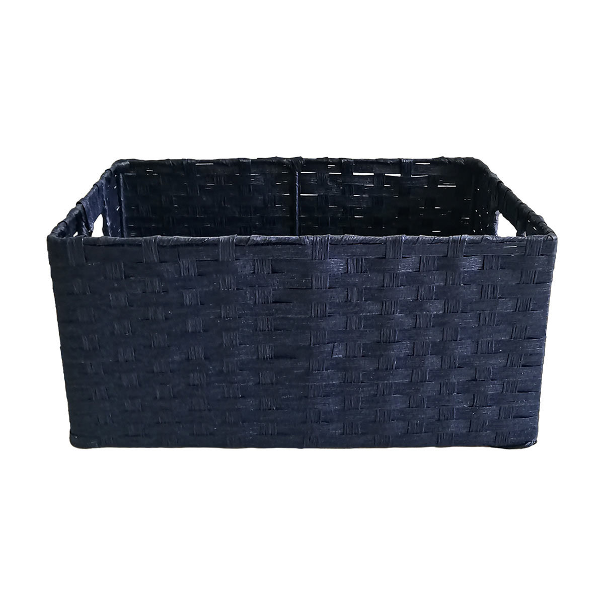 Navy Blue Paper Rope Rectangular Storage Basket, Small