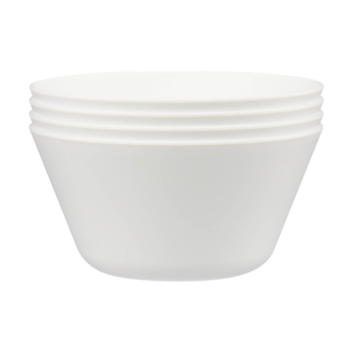 Plastic Small Bowl, White, 4 Pack