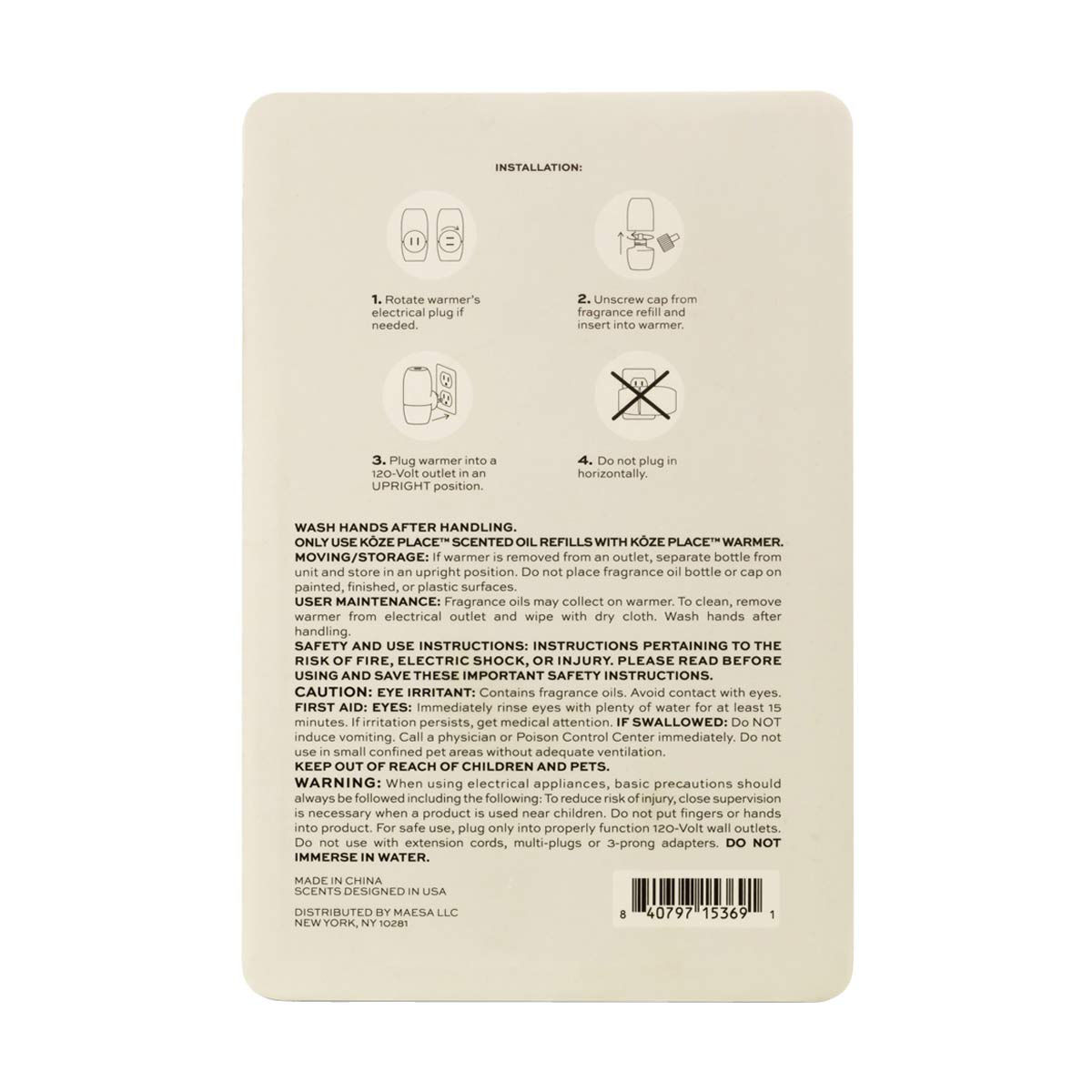 Koze Place Plug-In Scented Oil Warmer | Hamilton Place