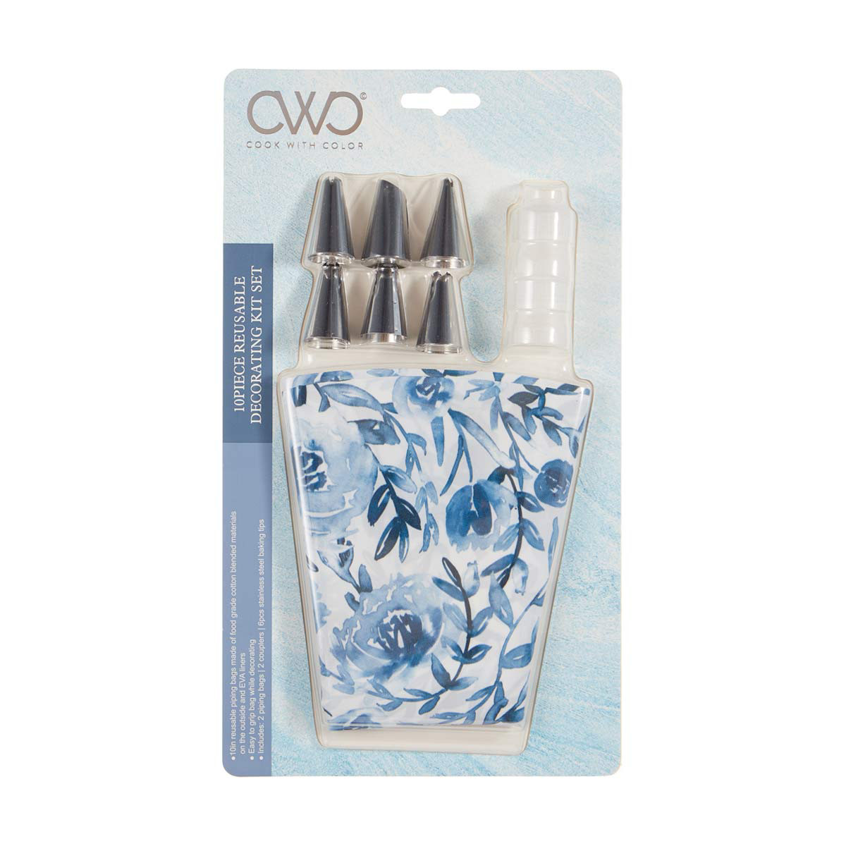 Cook with Color Reusable Cake Decorating Kit Set, 10 Pieces