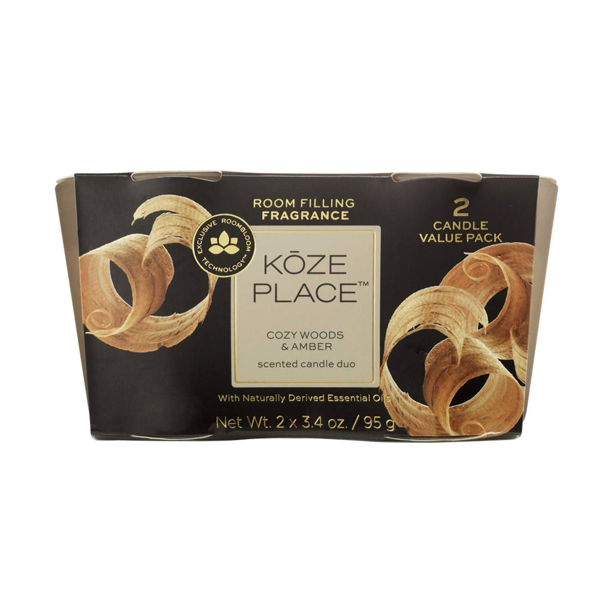 Koze Place Cozy Woods & Amber Scented Candle Duo, 3.4 oz