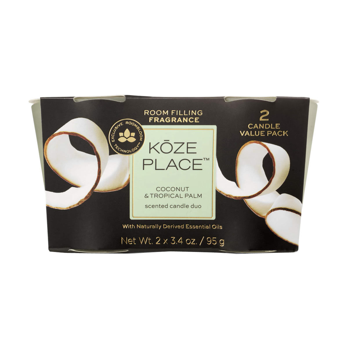 Koze Place Coconut & Tropical Palm Scented Candle Duo, 3.4 oz