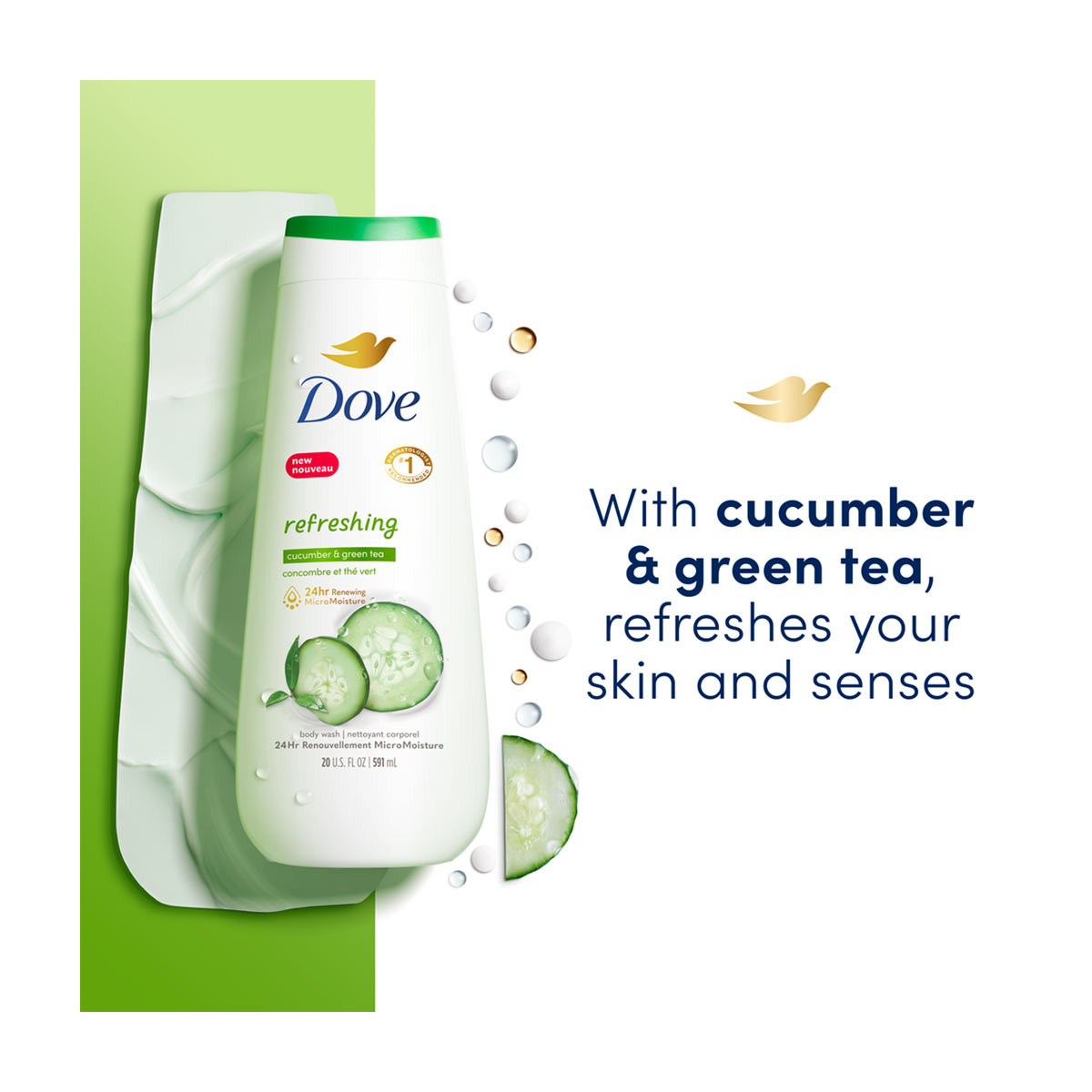 Dove Refreshing Cucumber and Green Tea Body Wash, 11 oz