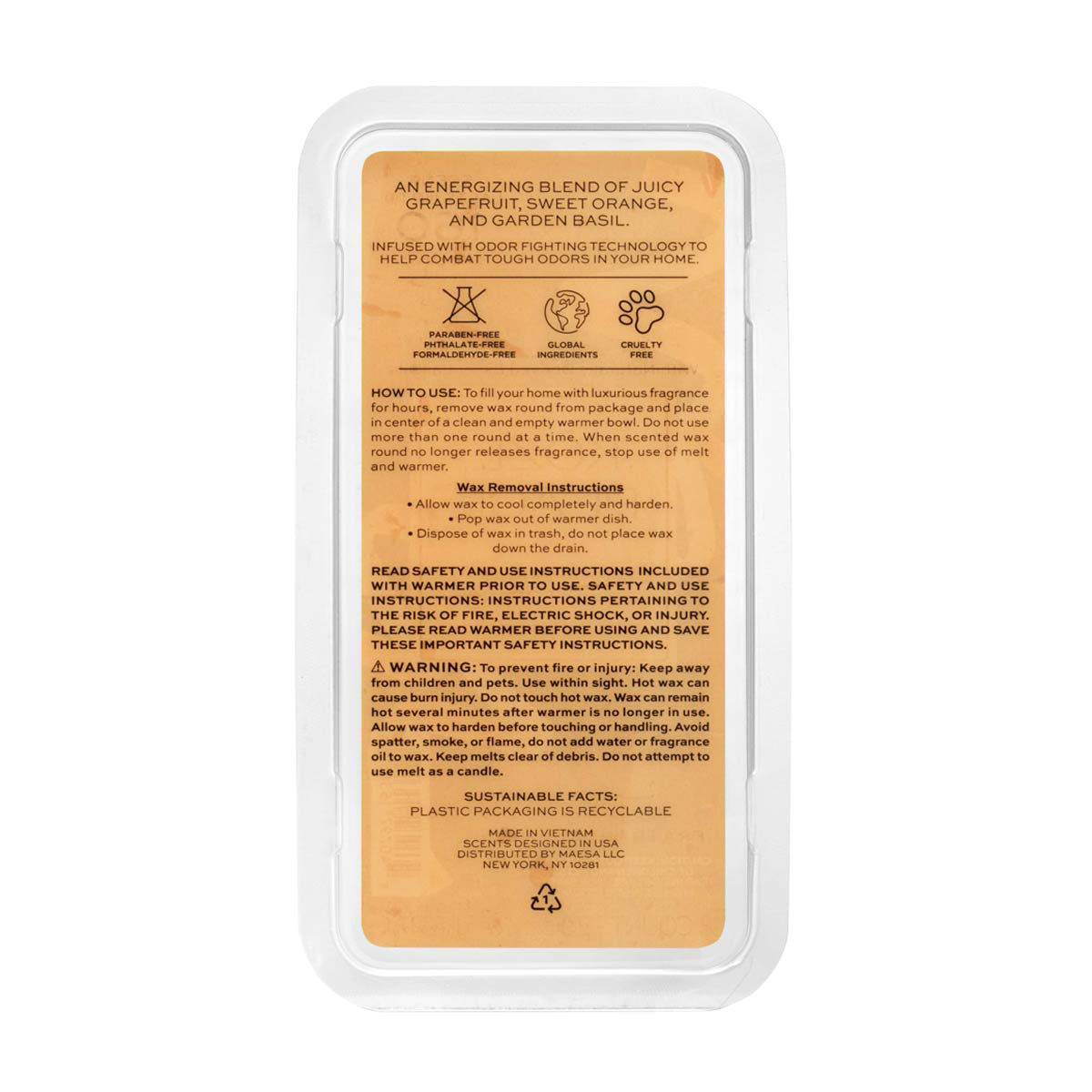 Koze Place Grapefruit & Sweet Orange Scented Wax Rounds, 8 Pack