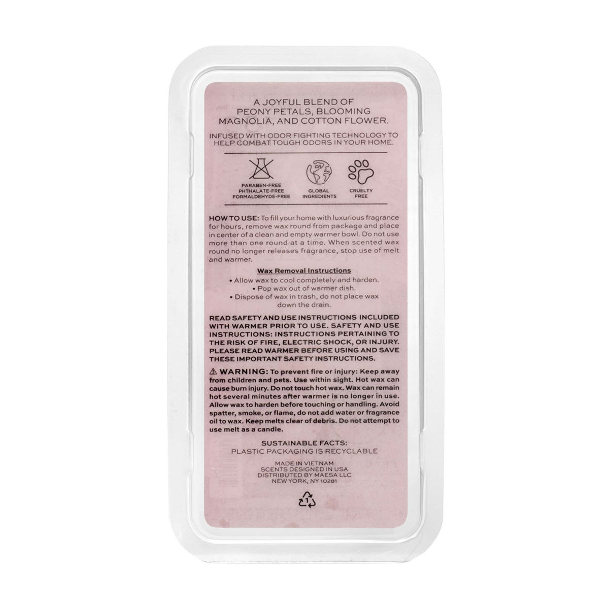 Koze Place Peony Petals & Magnolia Scented Wax Rounds, 8 Pack