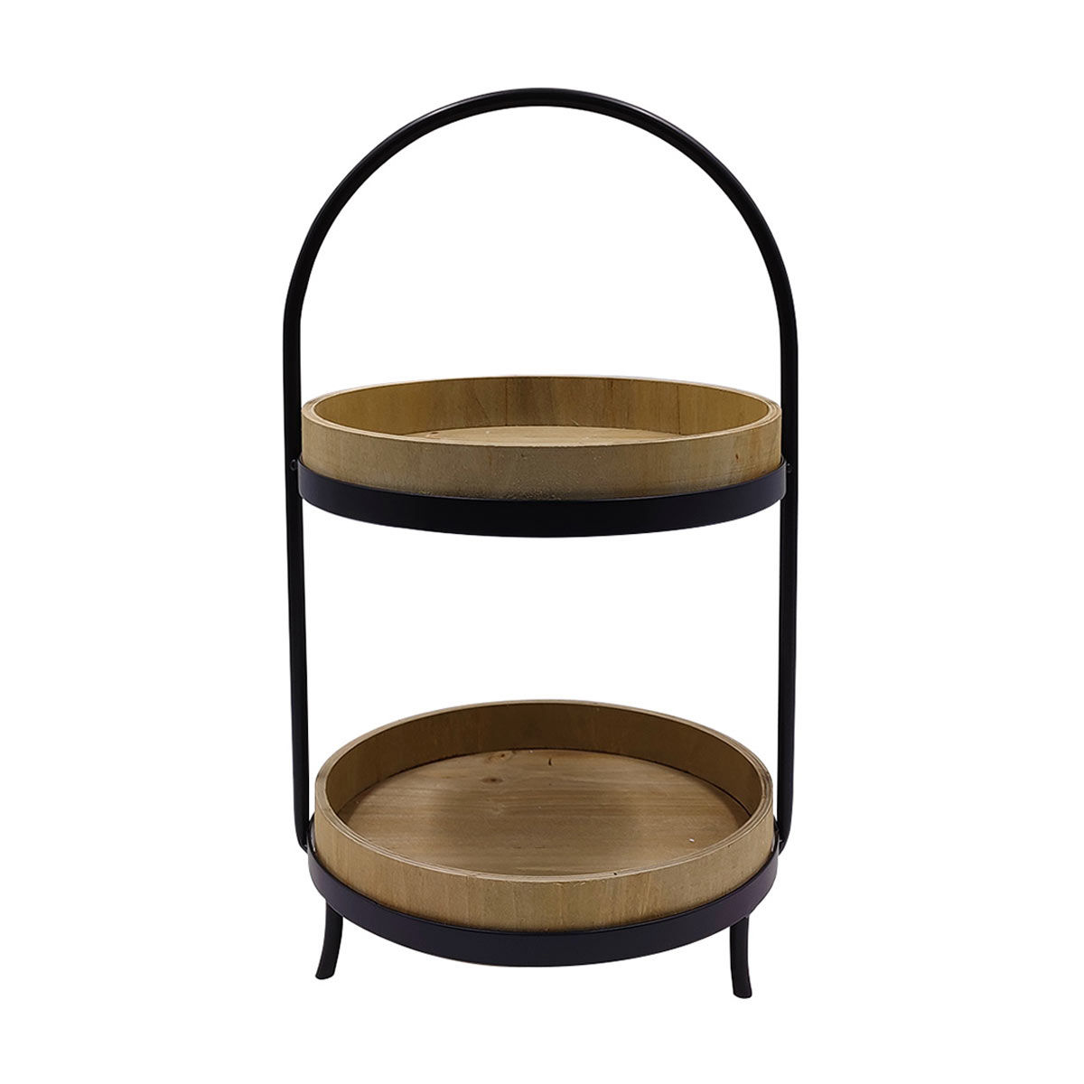 2-Tier Wooden Metal Tray