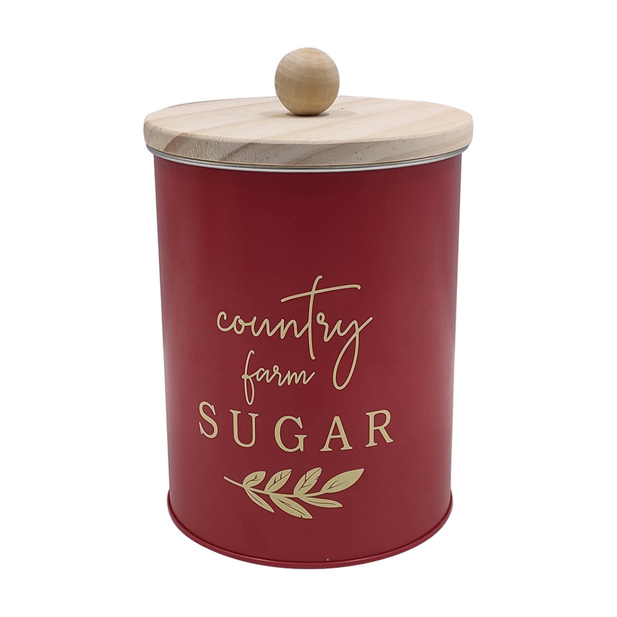 'Country Farm Sugar' Metal Container with Wooden Lid