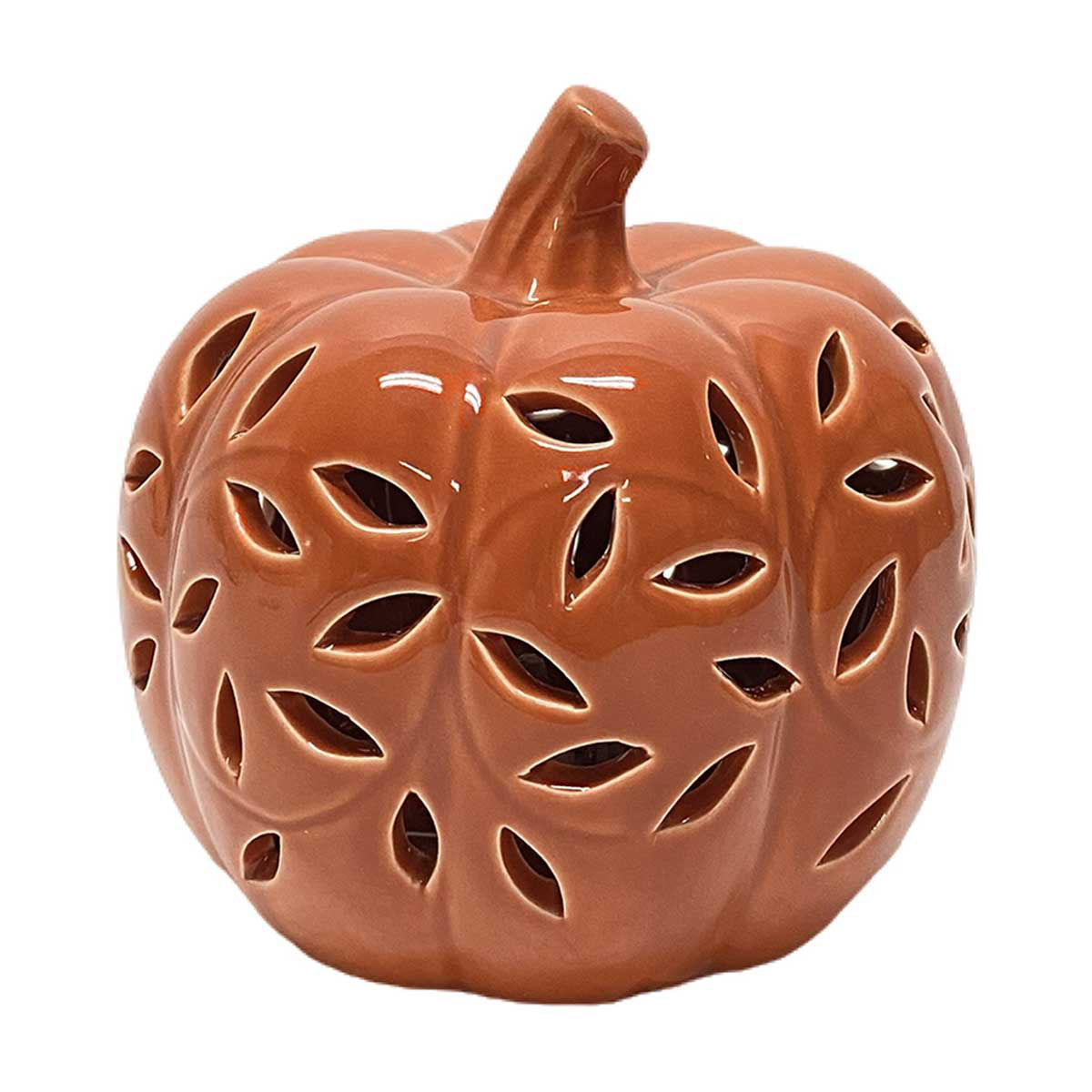 Small LED Ceramic Pumpkin, Rust
