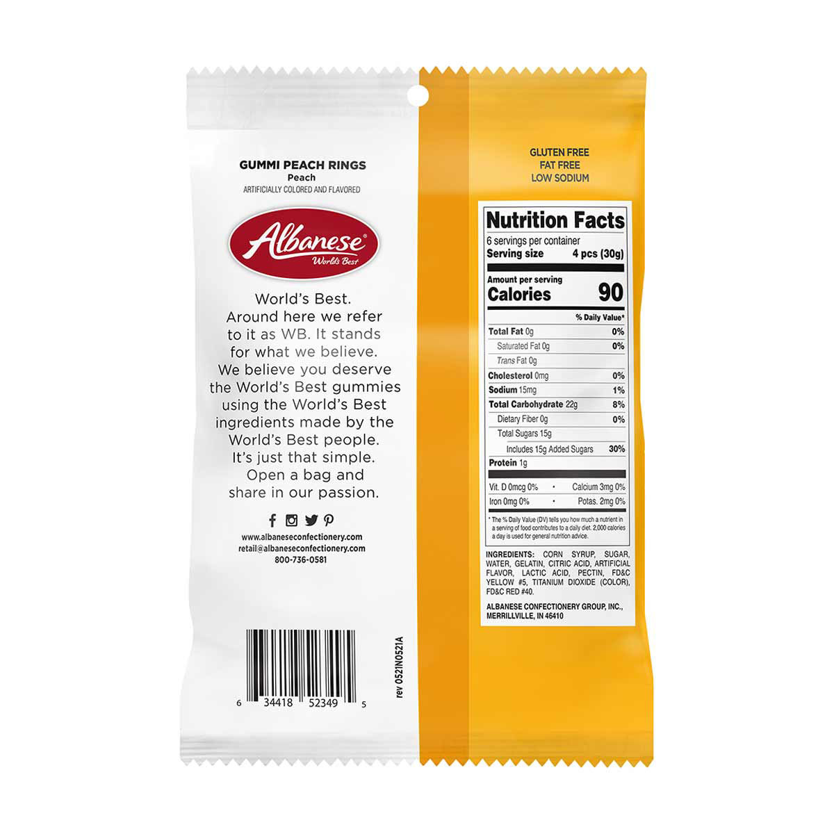 Albanese Gummi Peach Rings, 7 oz. | Hamilton Place