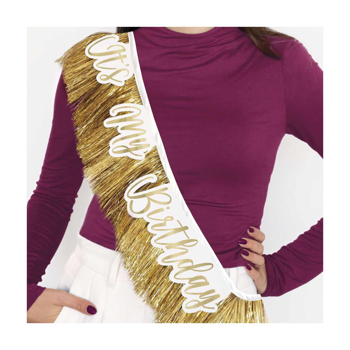 Fringed Gold 'It's My Birthday' Sash