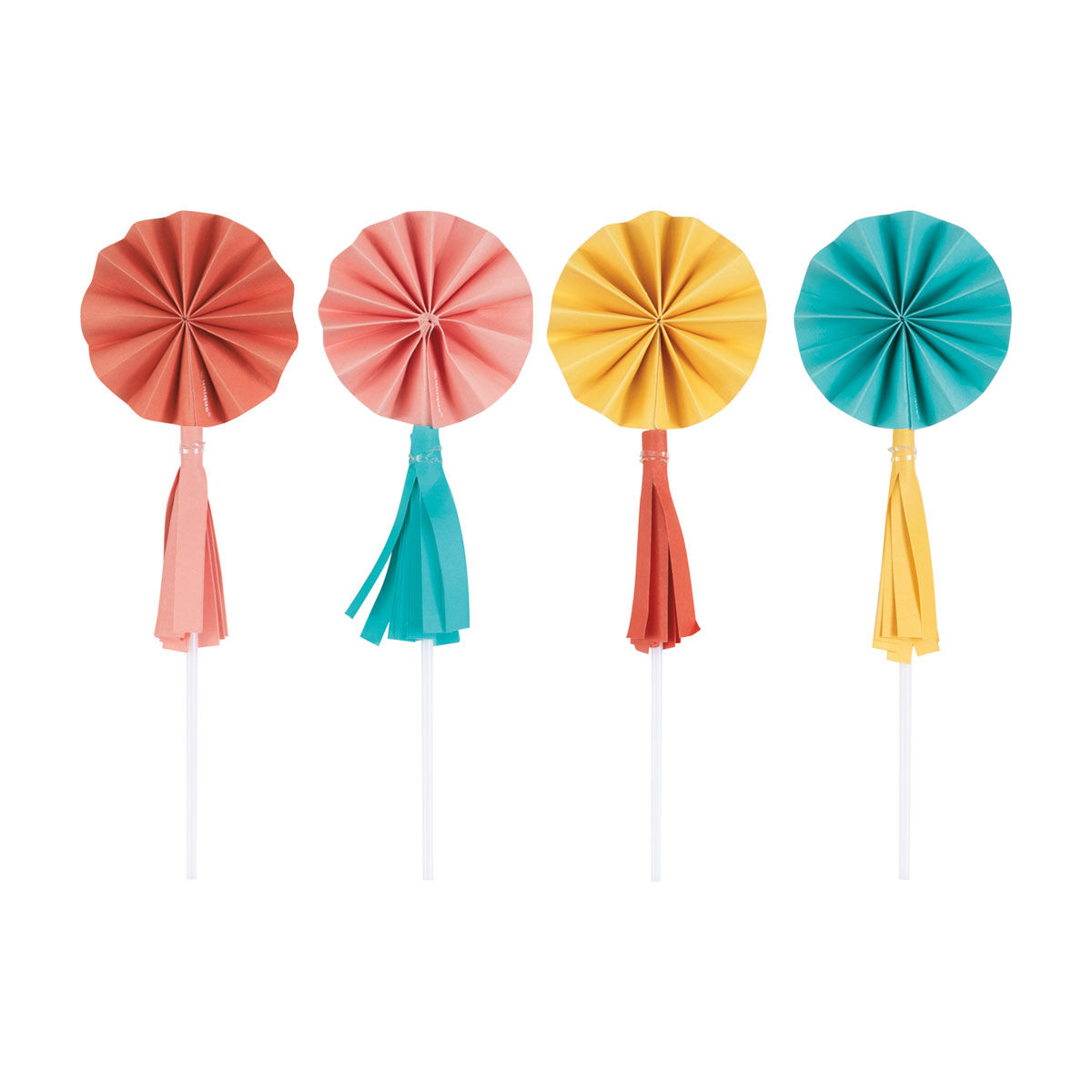 Popshelf Mini Paper Fan Cake Toppers with Tassels, 8 ct | Hamilton Place