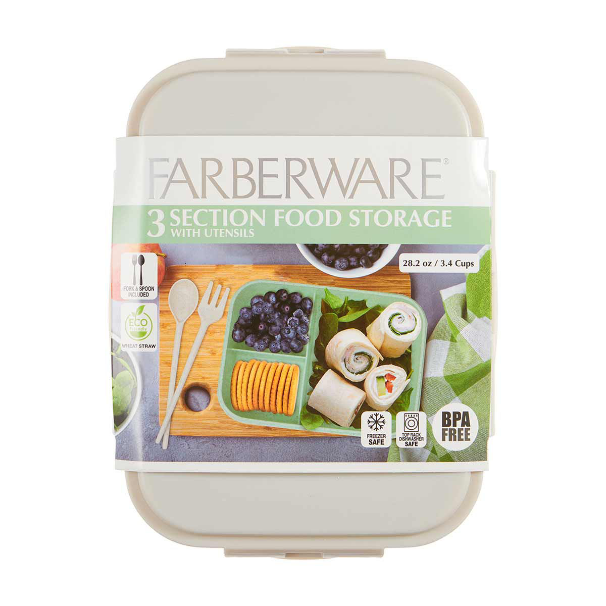 Farbarware 3-Section Food Storage Bin with Utensils