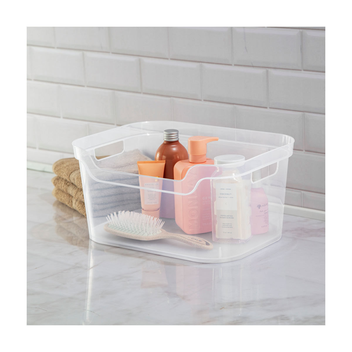 Sterilite Open Plastic Bin, Clear, Large