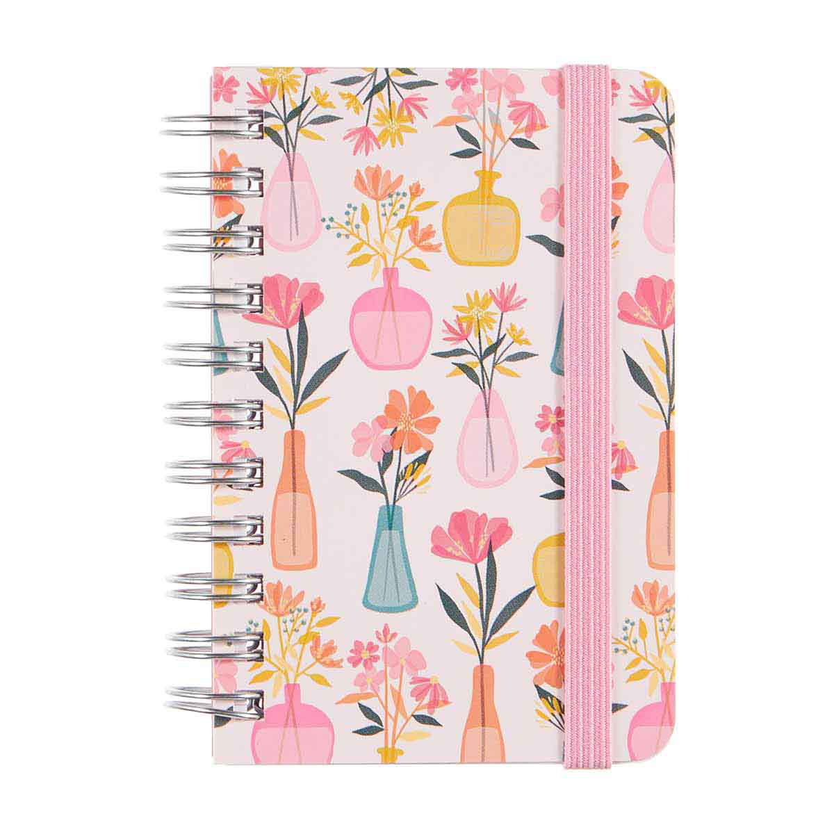 Sunlit Vases Pattern Spiral Notebook with Bungee, 3 in x 4 in