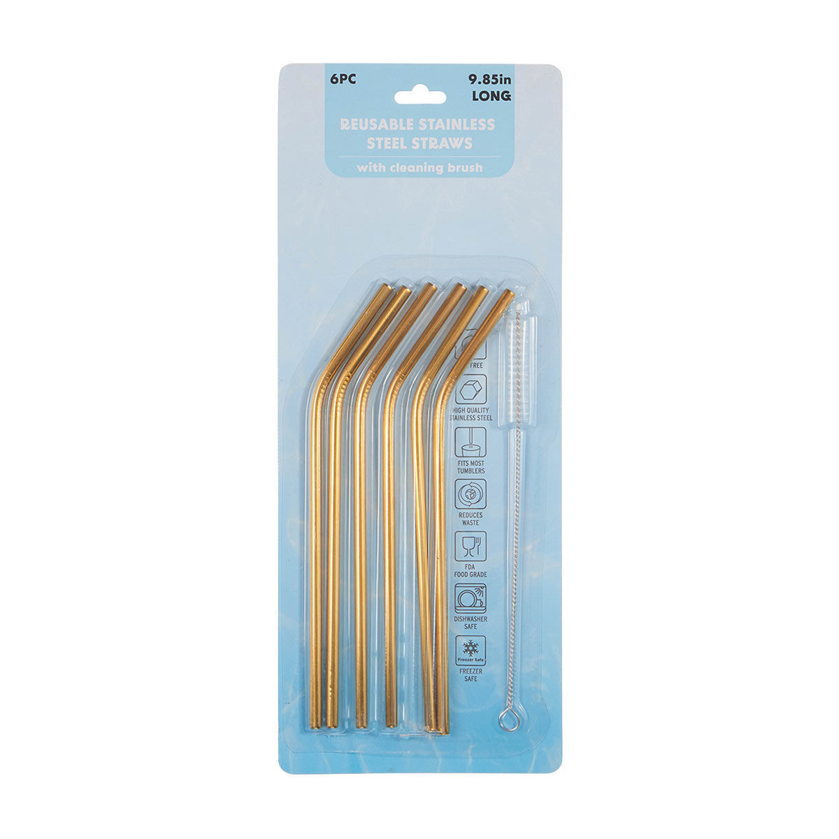 Reusable Bent Straws, Gold, 6 pc Reusable Bent Straws, Gold, 6 pc