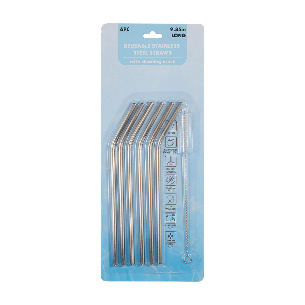 Reusable Bent Straws, Silver, 6 pc Reusable Bent Straws, Silver, 6 pc