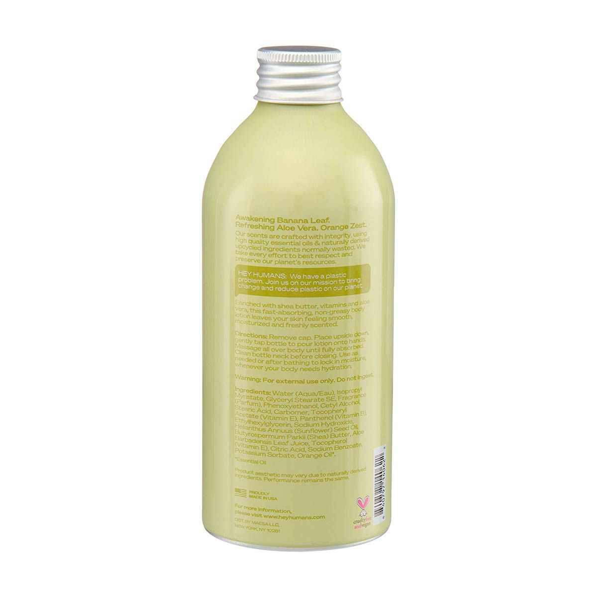 Hey Humans Body Lotion, Banana Aloe