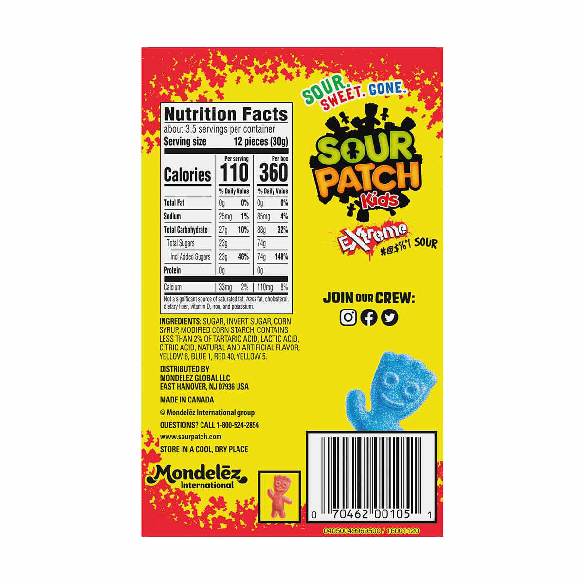 Sour Patch Kids Extreme Sour Soft & Chewy Candy, 3.5 oz