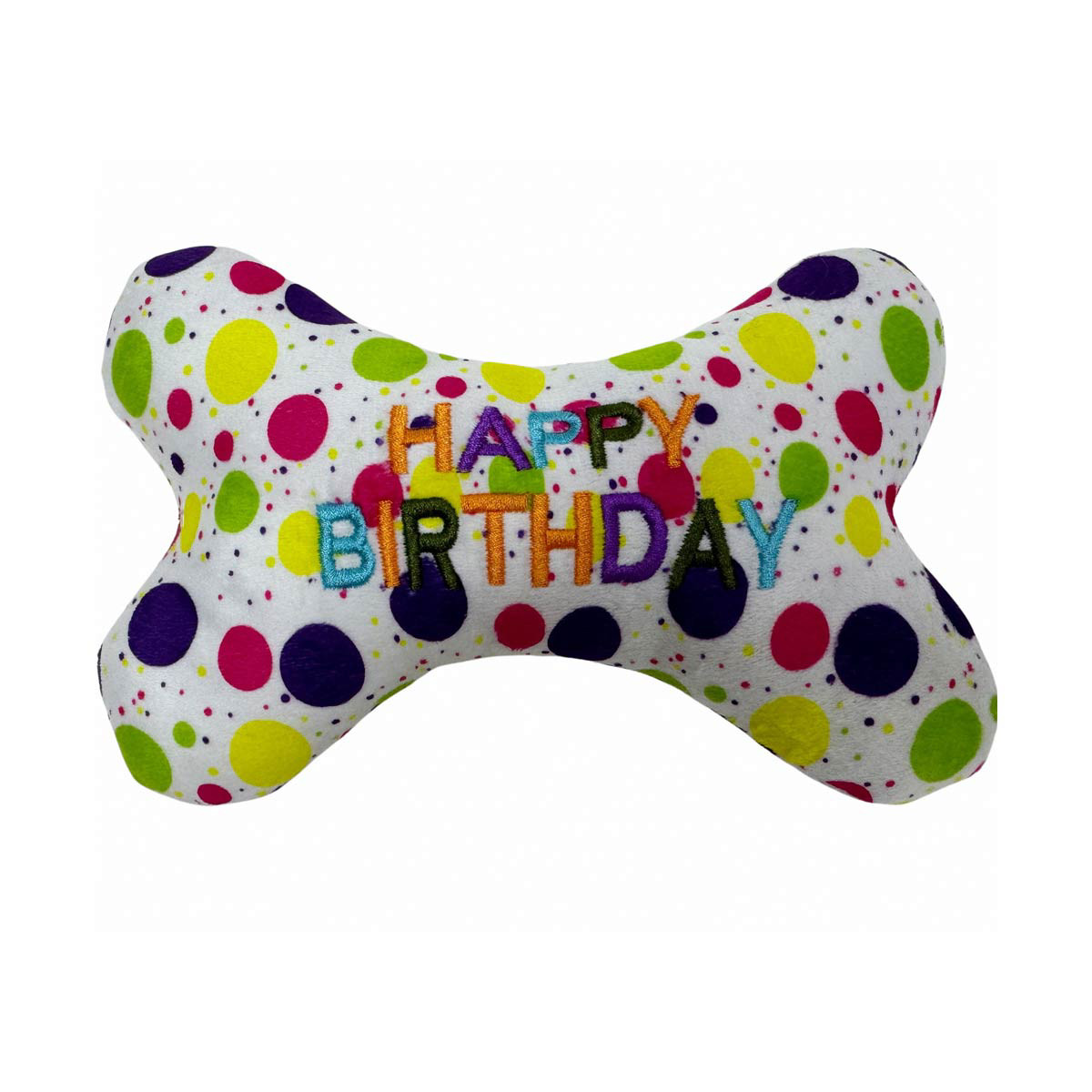 Popshelf 'Happy Birthday' Bone Shaped Dotted Dog Toy | Hamilton Place