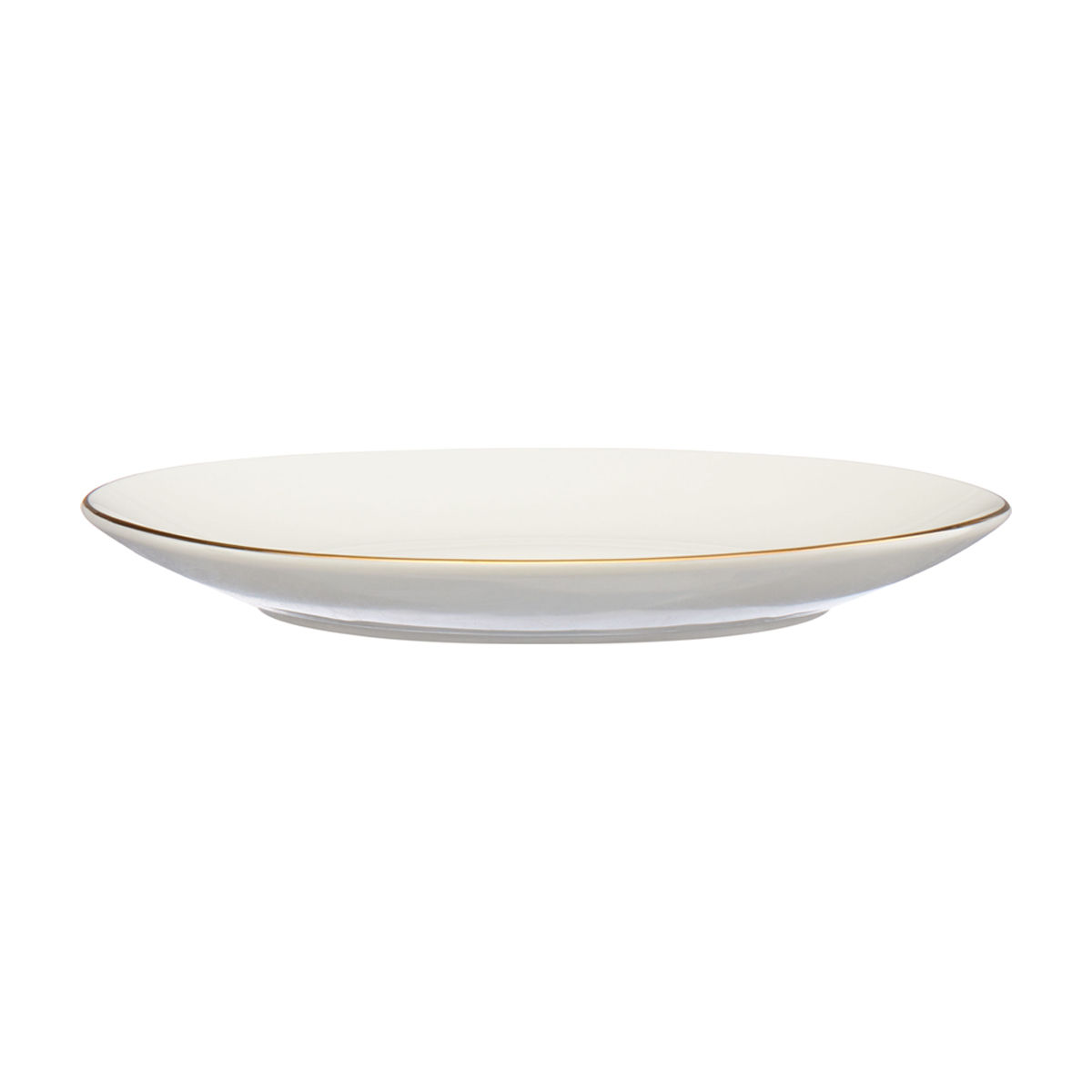 White Round Salad Plate with Golden Rim