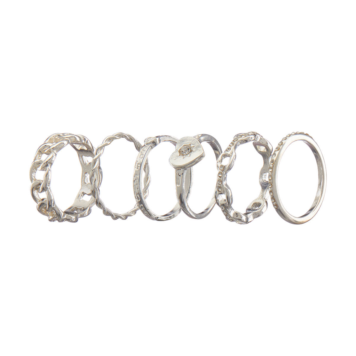 Silver-tone Rings, 6 Pack