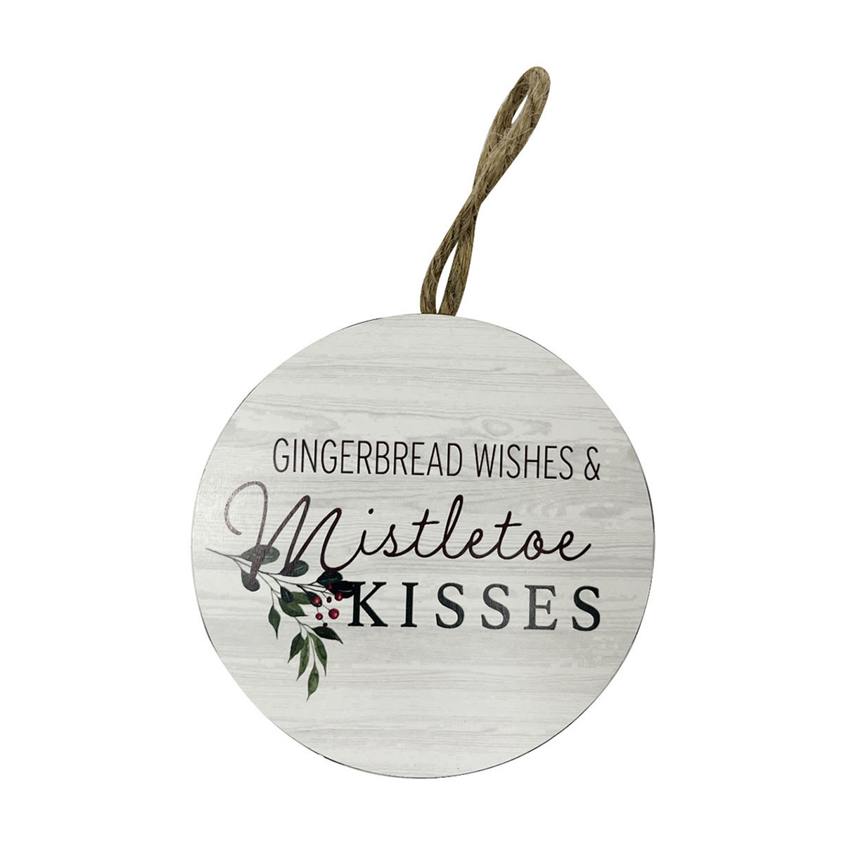 Christmas 'Gingerbread Wishes & Mistletoe Kisses' Hanging Ornament