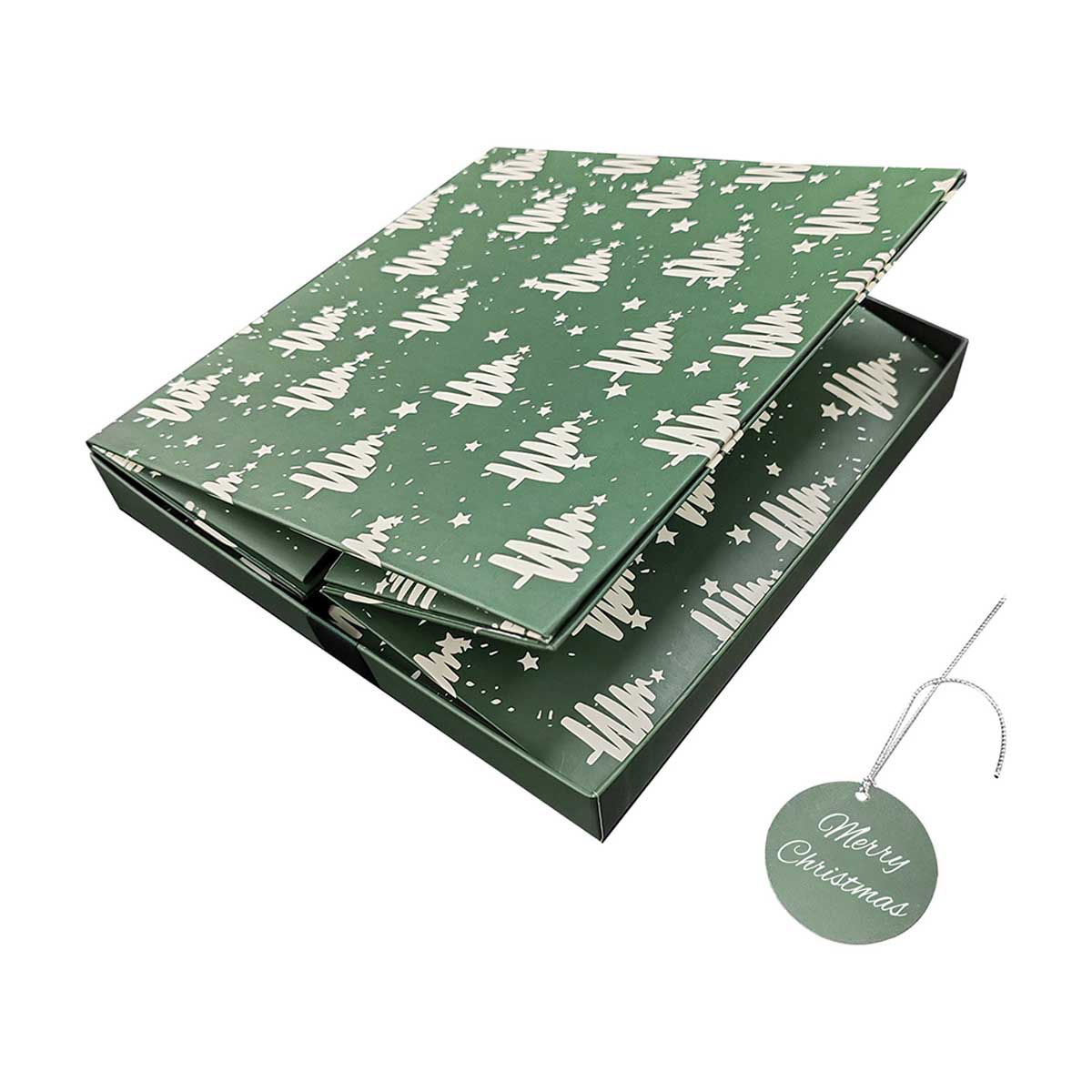 'Merry Christmas' Collapsible Green Gift Box, 9 in