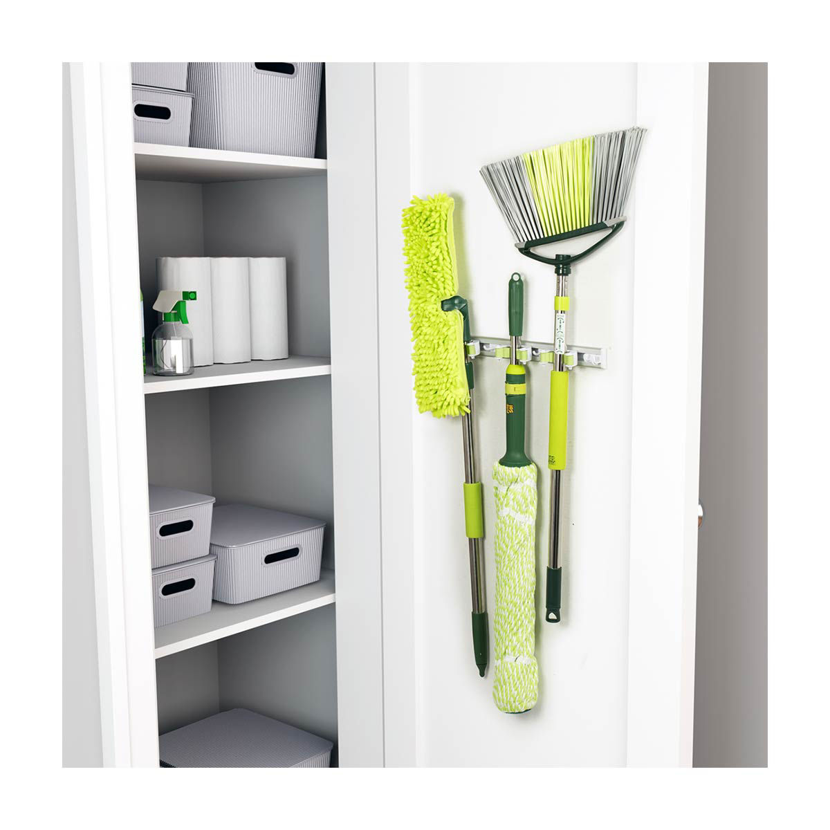 Pine Sol Space Saving Mounted Broom and Mop Holder