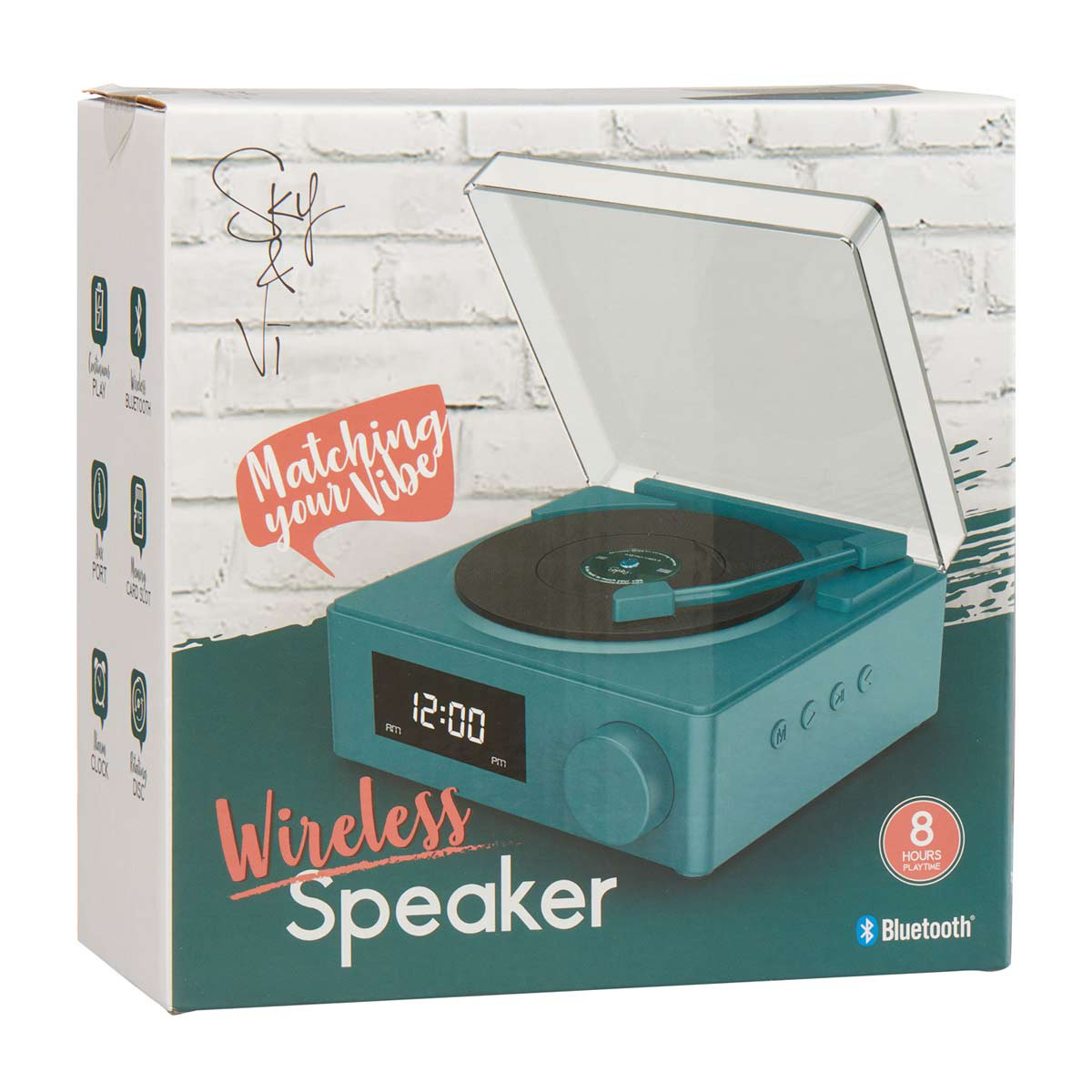 Sky & Vi Wireless Turntable Clock Speaker