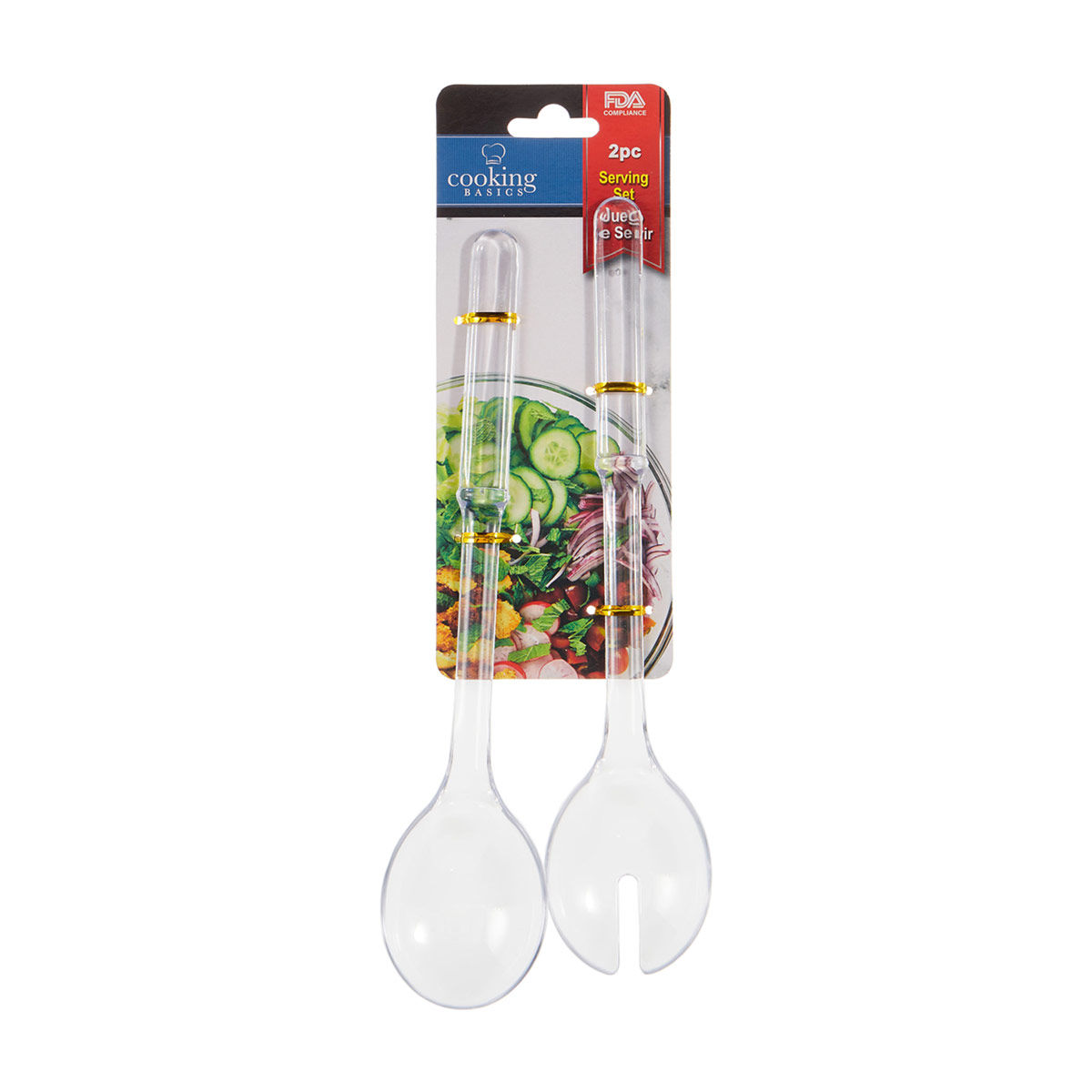 Cooking Basics Plastic Salad Server Set, Clear