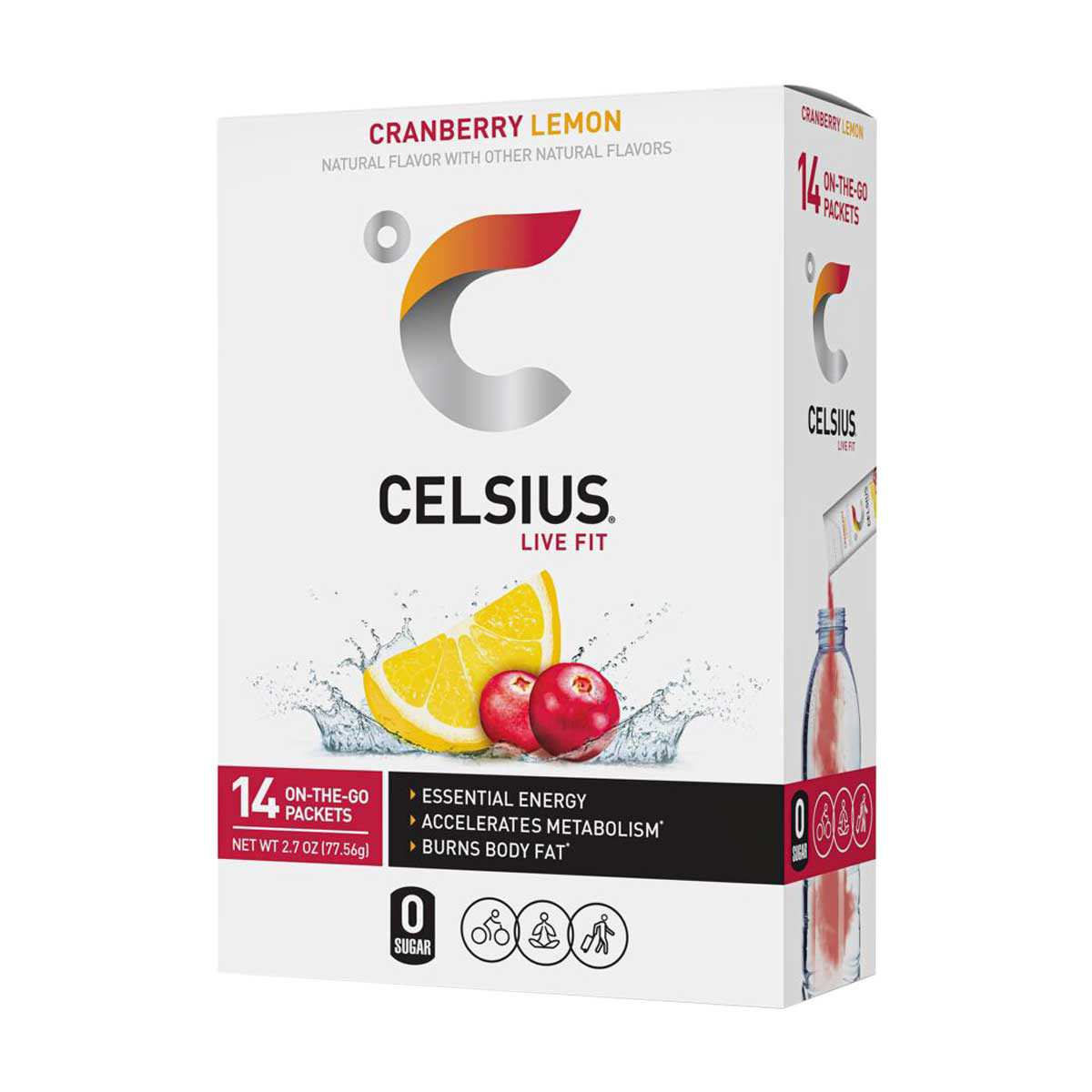 Celsius On-the-Go Packets - Cranberry Lemon, 2.7 oz, 14 ct