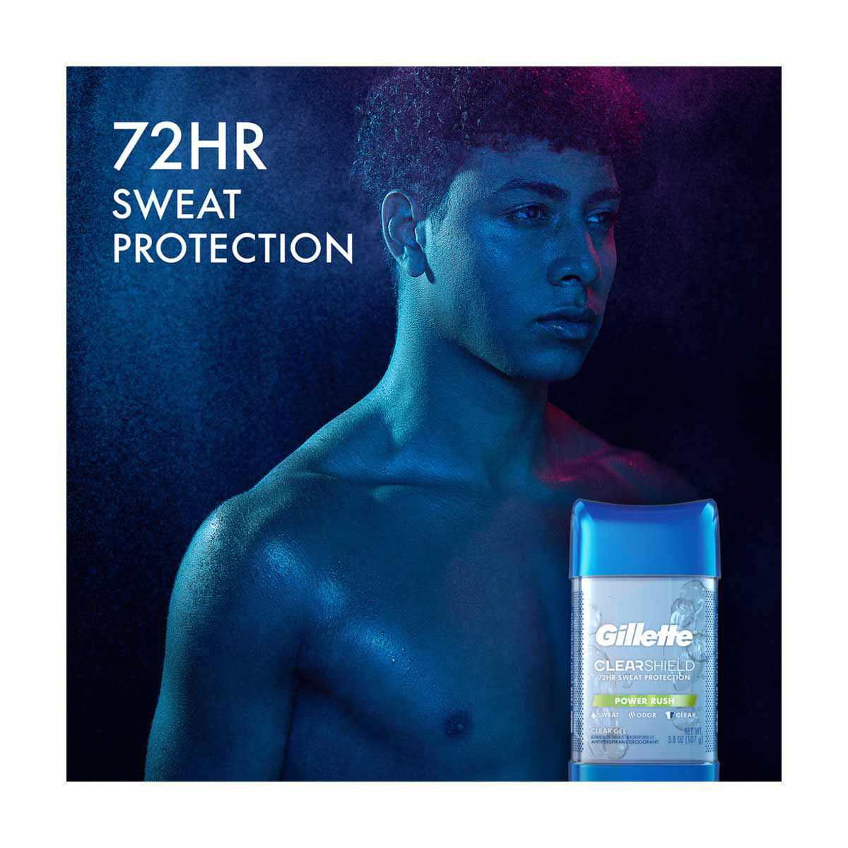 Gillette Clearshield Clear Gel Antiperspirant & Deodorant Stick, Power Rush