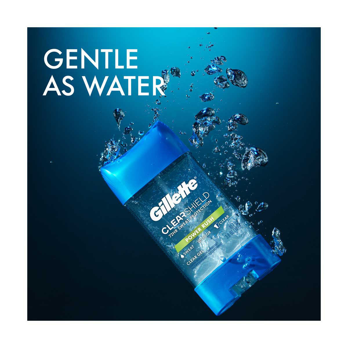 Gillette Clearshield Clear Gel Antiperspirant & Deodorant Stick, Power Rush