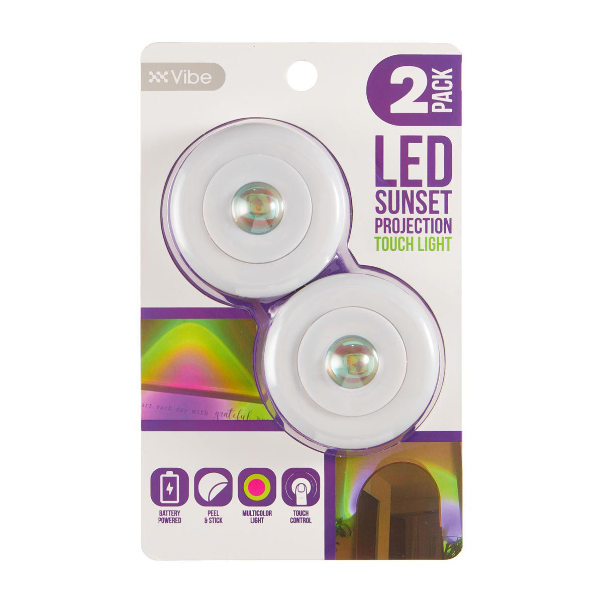 Vibe LED Sunset Projection Touch Light, Pack of 2