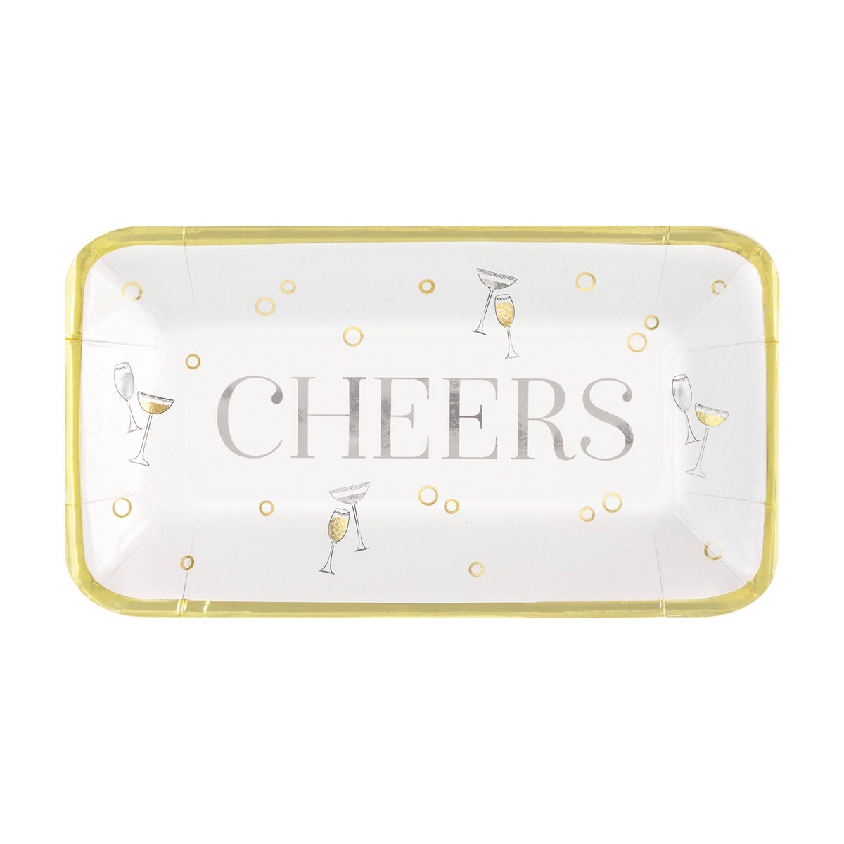 'Cheers' Printed New Year Rectangular Appetizer Foil Plate